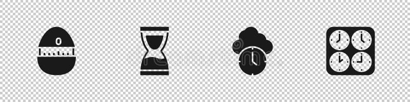 Set Kitchen Timer, Old Hourglass, Clock and Time Zone Clocks Icon ...