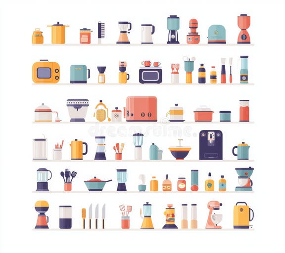 Set of Kitchen Tool Icons. Kitchenware Collection Featuring Numerous ...