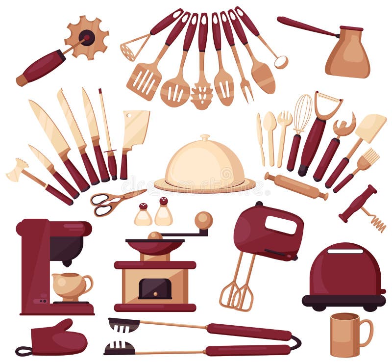 Kitchen Utensils Set Stock Illustrations – 13,848 Kitchen Utensils Set ...