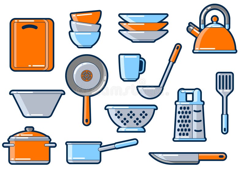 Set of Kitchen Utensils. Cooking Tools for Restaurant. Stock Vector ...