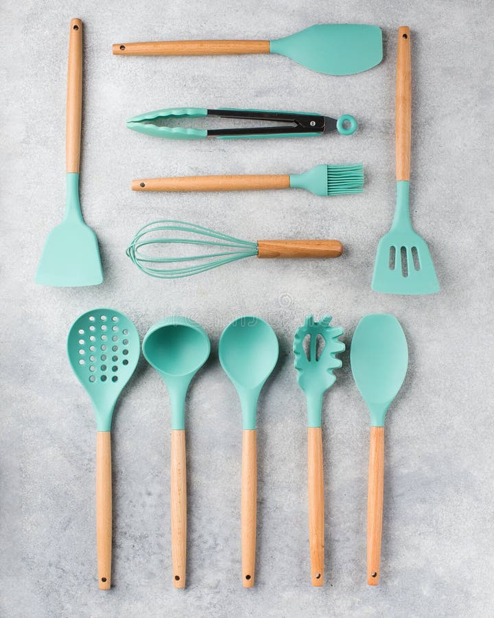 Whisk Tongs Kitchen Utensils Blue Background Stock Photos - Free ...