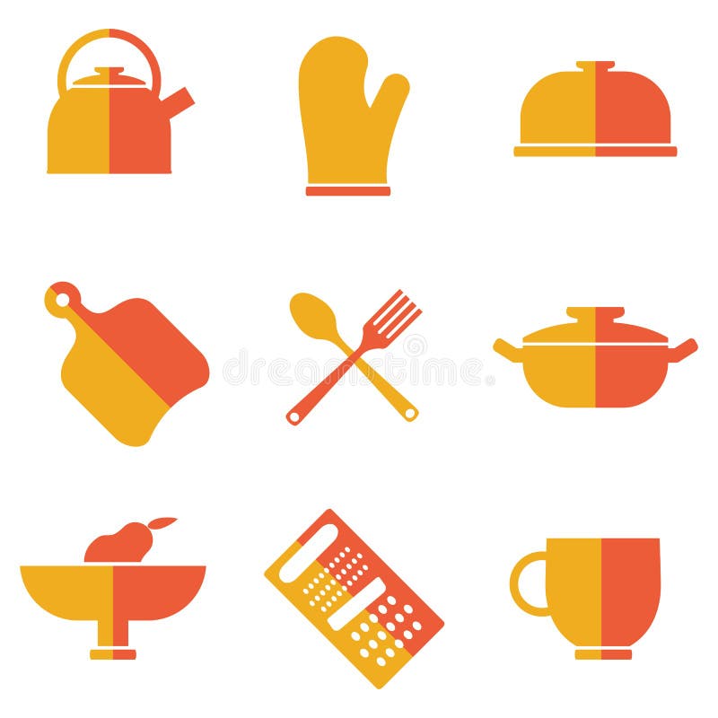 Cooking Icons Set, Kitchen Utensils and Tool Icon Set Stock Vector ...