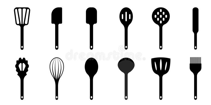 Set Of Kitchen Utensils Vector Icons Of Objects For Cooking In The