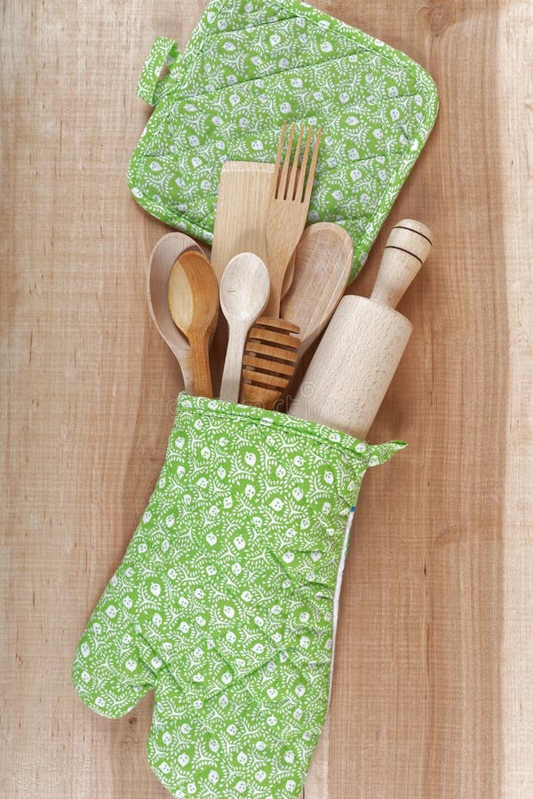 Set of Kitchen Utensils on Wooden Board Stock Image - Image of ladle ...