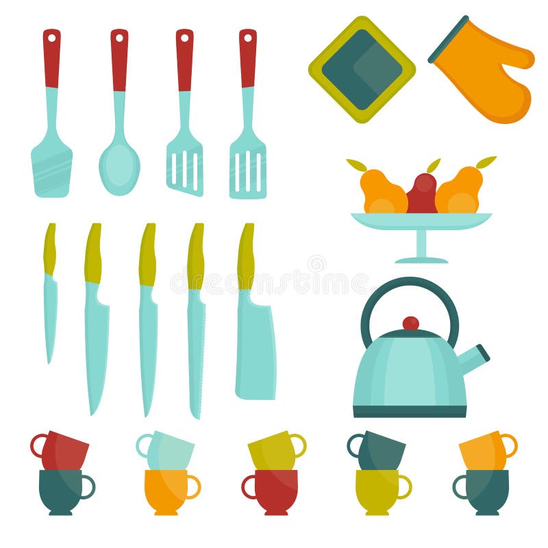 Set of kitchenware stock vector. Illustration of fork - 93467139