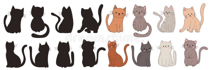 Set of Kittens in ± Style Vector Stock Vector - Illustration of animal ...