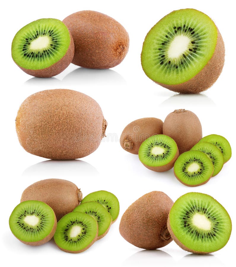 Set of Kiwi Fruits with Slices Stock Photo - Image of healthy ...