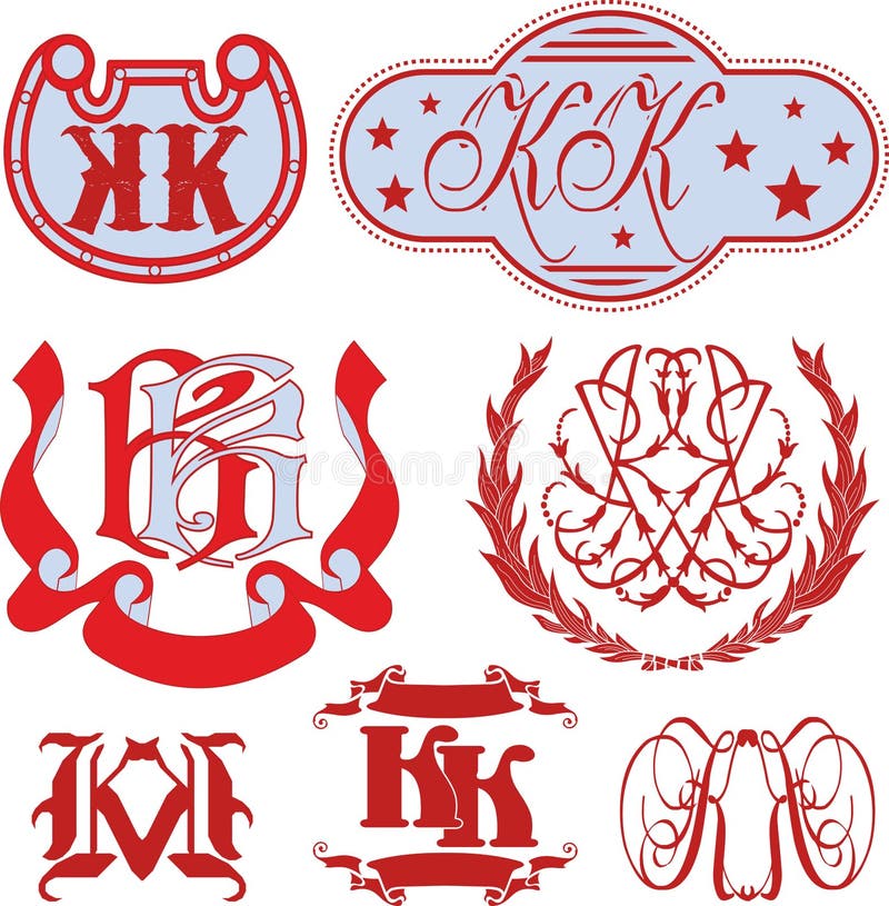 Set of KK Monograms and Emblem Templates Stock Vector - Illustration of ...