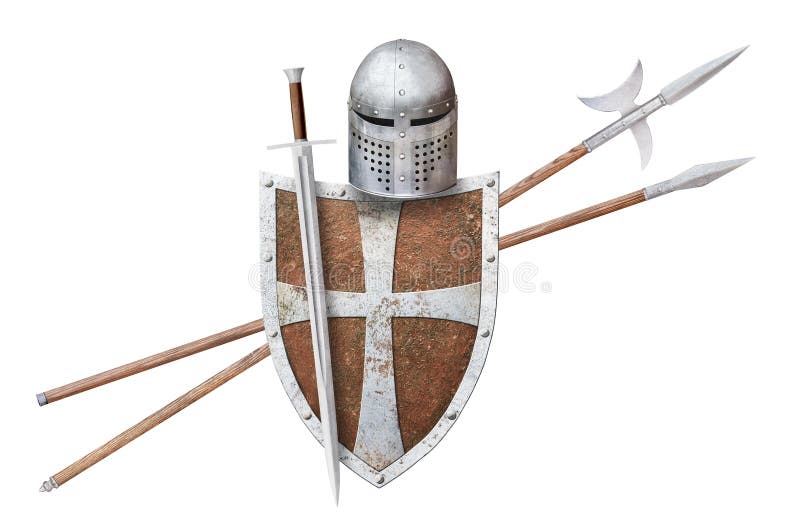 Set of Knight S Weapon Isolated on White Stock Illustration ...