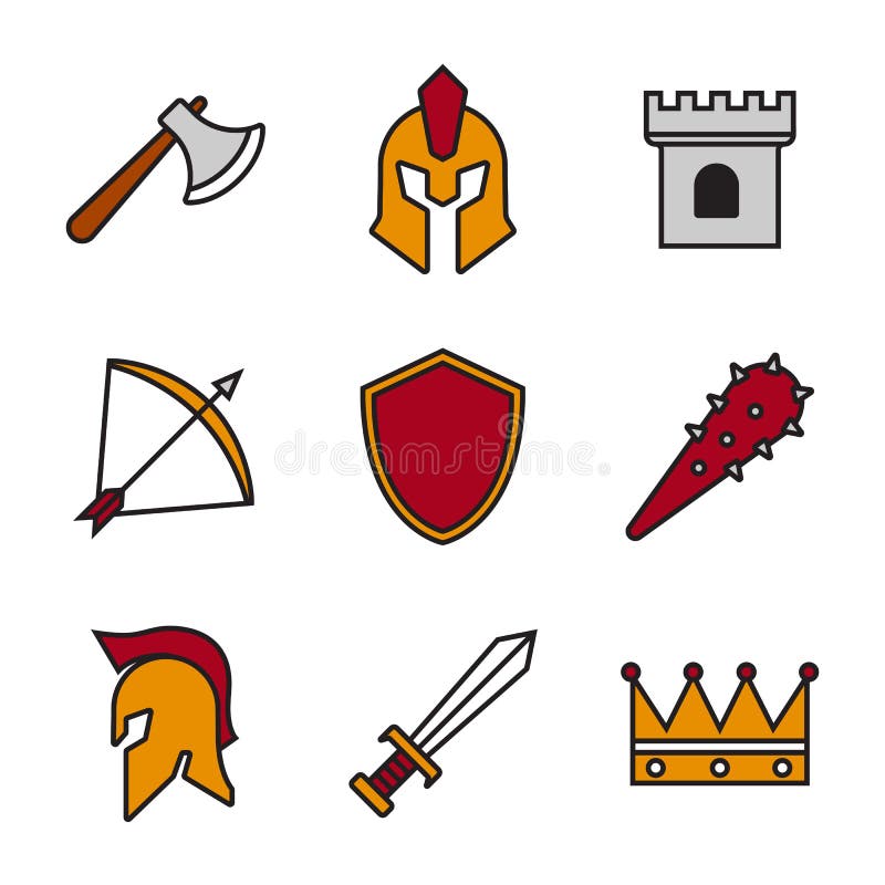 Set of Ancient Warriors in Vector Icon Design Stock Illustration ...
