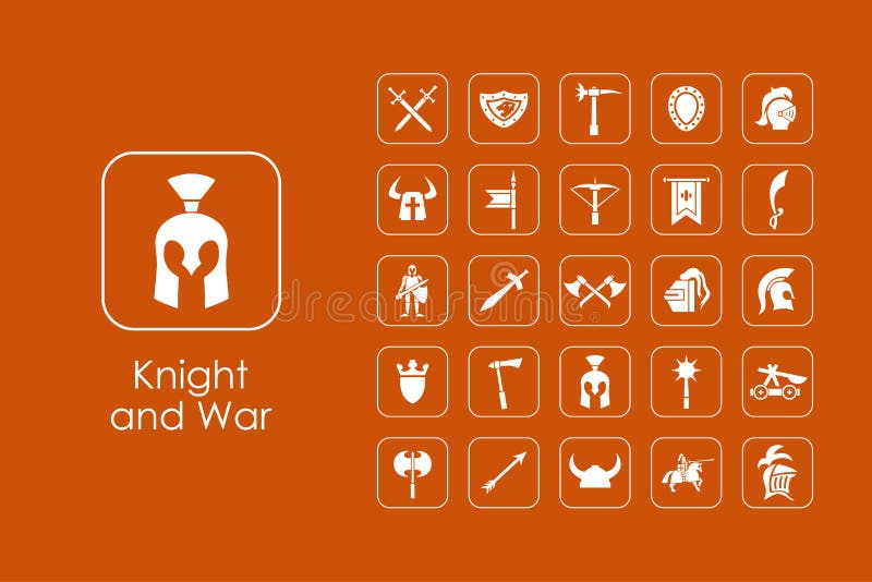 Set of Knight and War Simple Icons Stock Vector - Illustration of group ...