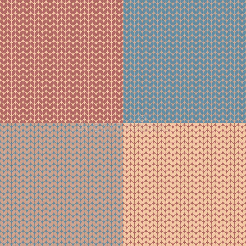 Set of Knitted Pattern. Wool Cloth. Knit Texture. Vector Illustration ...