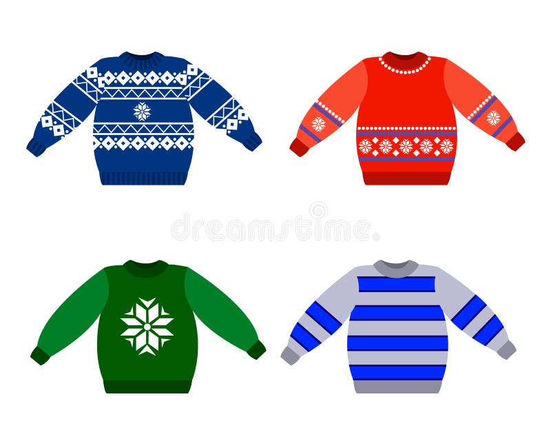 A Set of Knitted Sweaters with a Pattern. Vector Isolated on a White ...