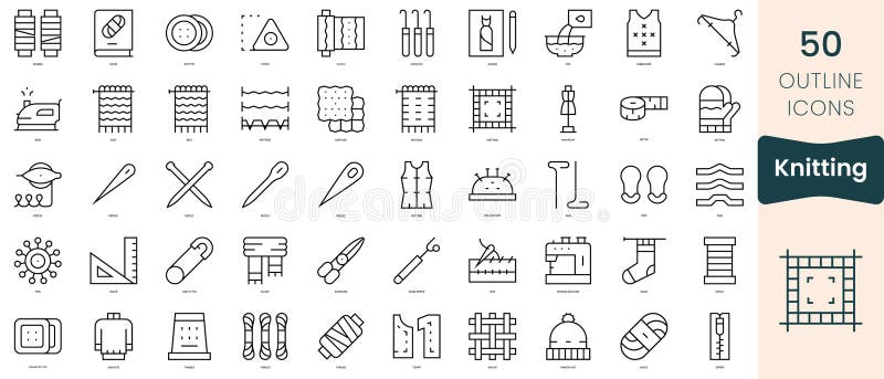 Set of Knitting Icons. Thin Linear Style Icons Pack Stock Vector ...