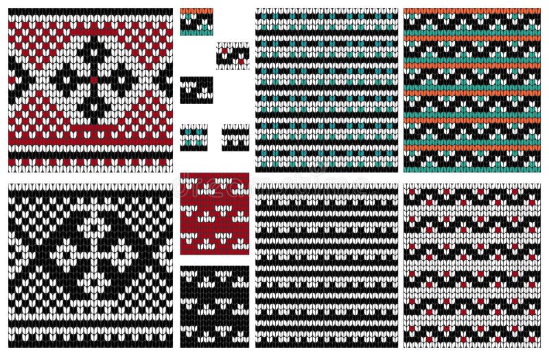 Set of Knitting Seamless Pattern with Cross Stock Illustration ...