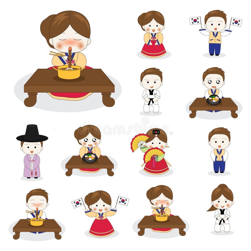 Set of Korean Characters. Vector Illustration Decorative Design Stock ...