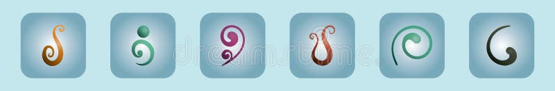 Set of Koru Cartoon Icon Design Template with Various Models. Vector ...