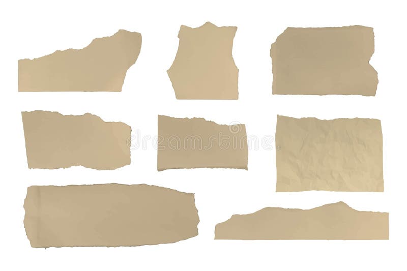 Set of Kraft Torn Paper Sheets. Pieces of Paper Notes Parchment Design ...