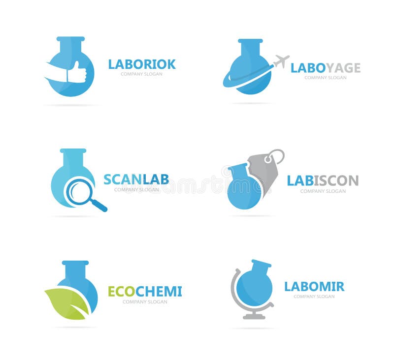 Set of Lab Bottle Logo Combination. Bulb and Flask Symbol or Icon ...