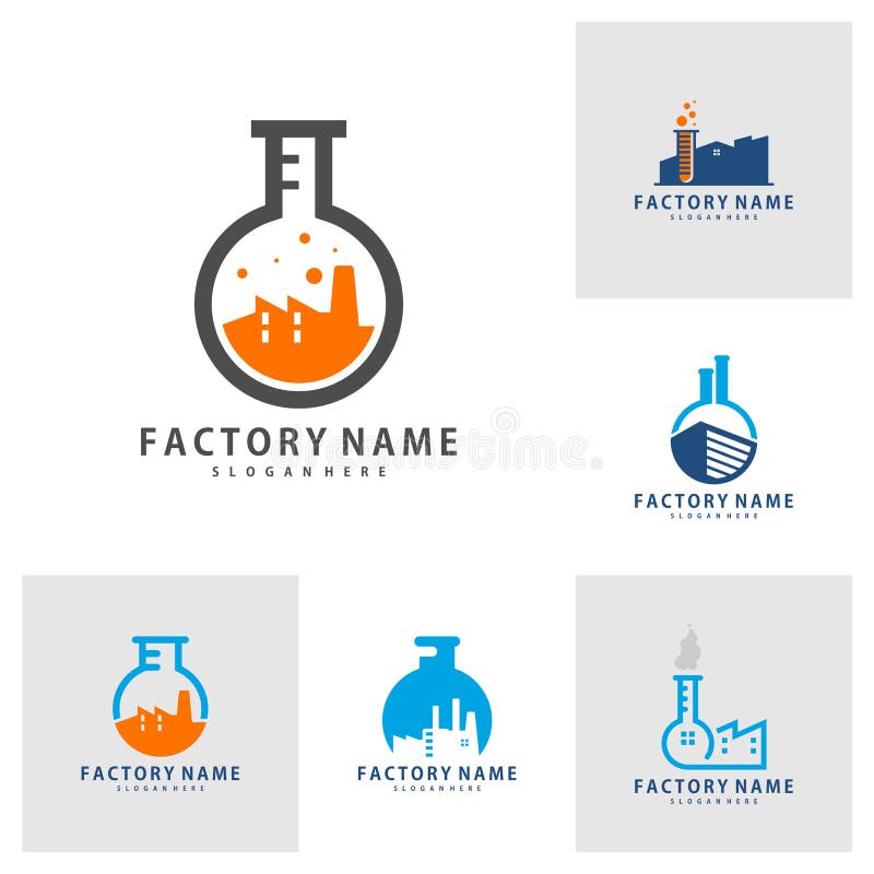 Set of Lab Factory Logo Design Vector, Creative Factory Logo Design ...
