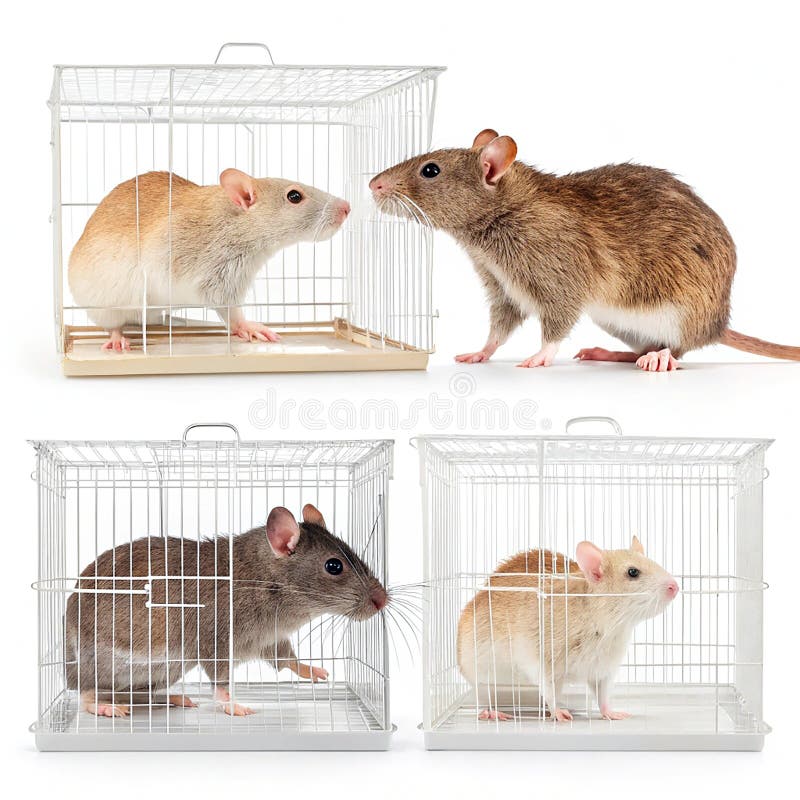 Set of lab rats in cages stock illustration. Illustration of testing ...