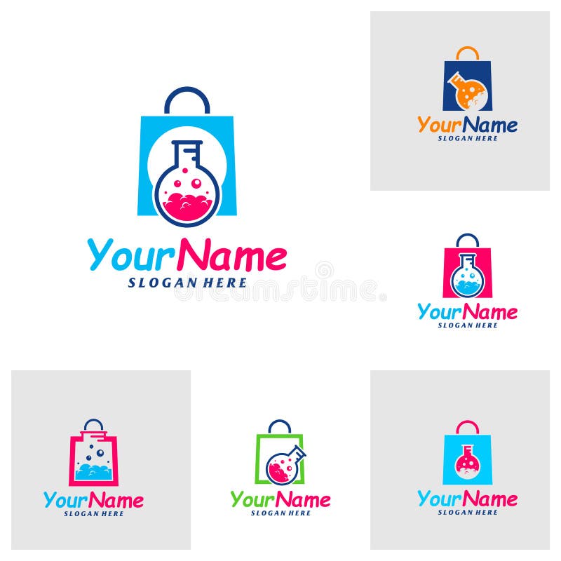 Set of Lab Shop Logo Design Template. Science Shop Logo Concept Vector ...