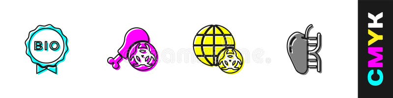 Set Label for Bio Healthy Food, Gmo Research Chicken, GMO and ...