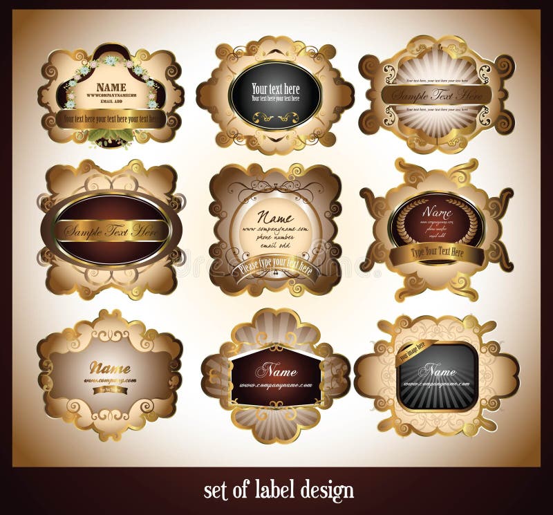 Set of label design editorial photography. Illustration of ornate ...