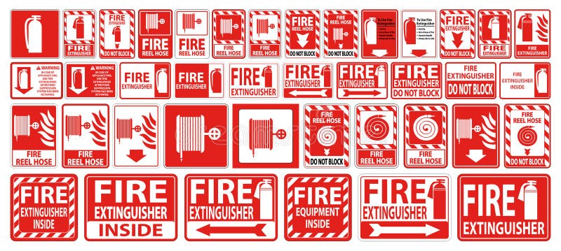 Set Label Extintor De Incendios En Fondo Blanco Ilustración del Vector ...