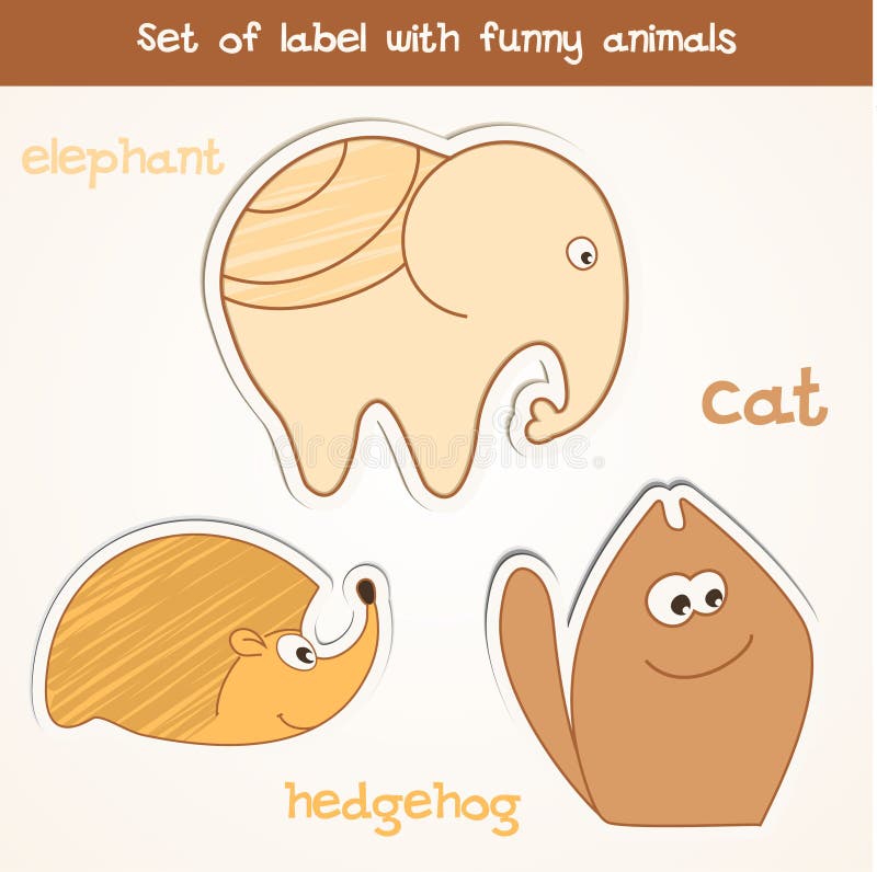 Set of Label with Funny Animals . Stock Illustration - Illustration of ...
