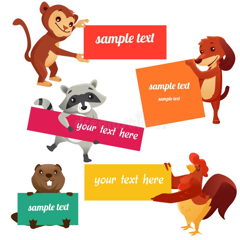 Set of animal labels stock vector. Illustration of celebrations - 25064932