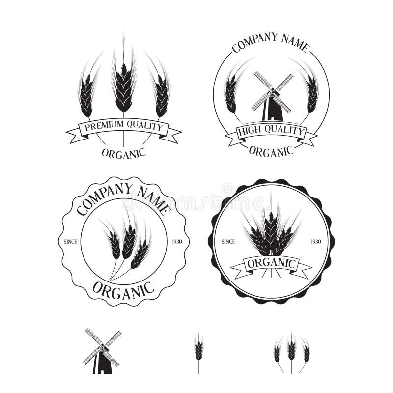 Set of Labels, Badges and Design Elements with Rye Stock Vector ...