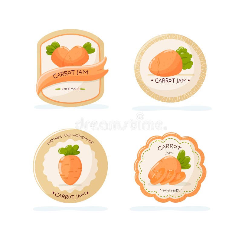 Set of Labels for Carrot Jam Packaging Stock Vector - Illustration of ...