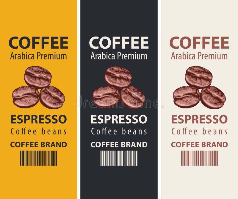 Set of Labels for Coffee Beans in Retro Style Stock Vector ...