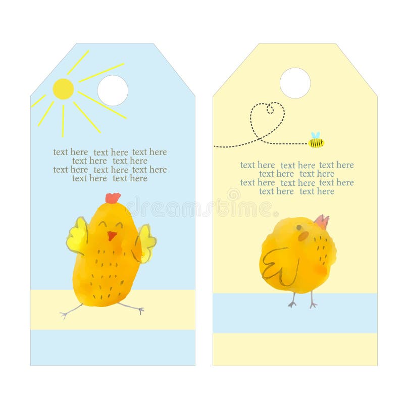 Set of Labels from Cute Easter Chickens. Easter Holiday. Label or ...
