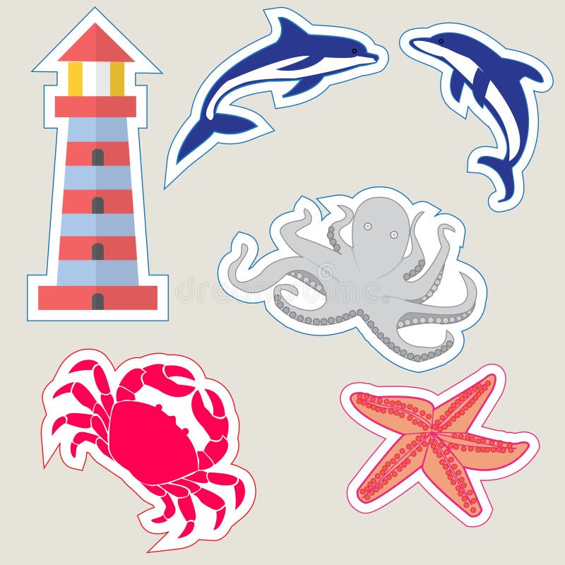 A Set of Labels for Design, Marine and Ocean Stock Vector ...