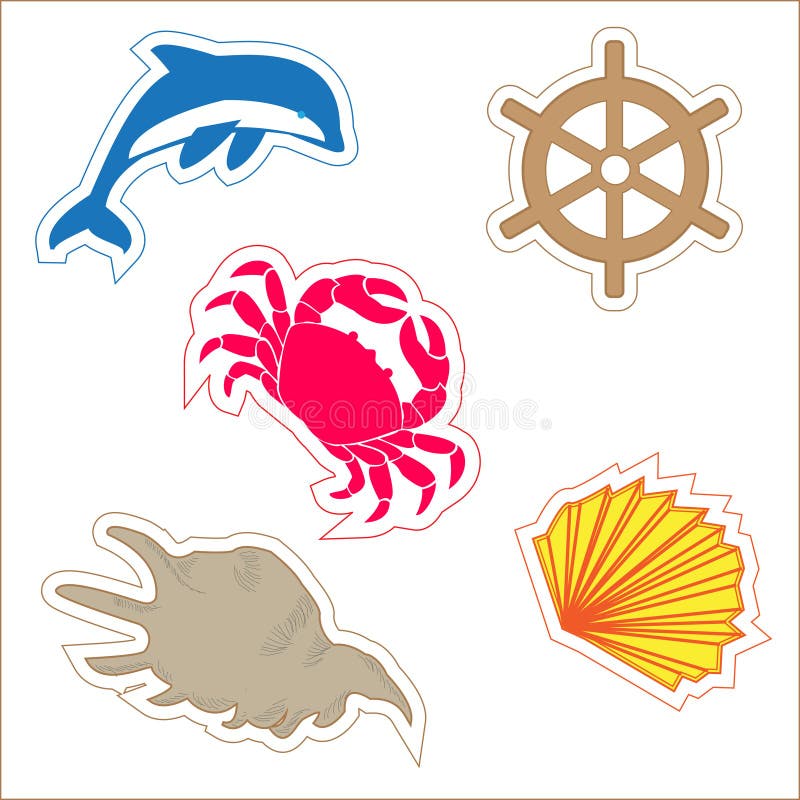 A Set of Labels for Design, Marine and Ocean Stock Vector ...
