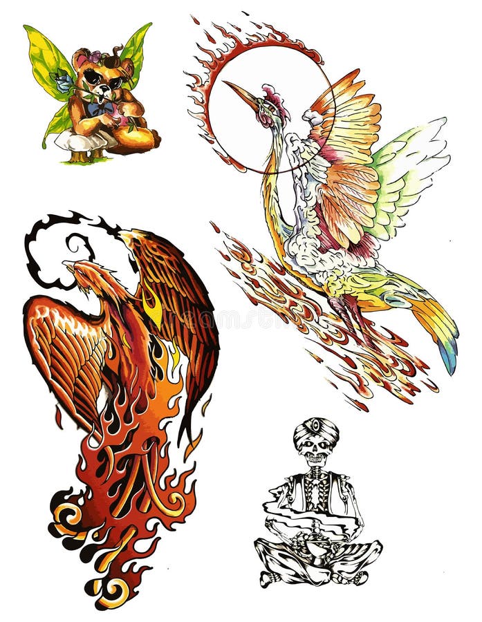 Fantasy Tattoo Flash Set. Set of Labels and Elements. Vector Set ...