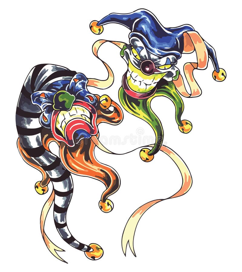 Jester Tattoo. Set of Labels and Elements. Vector Set Illustration ...