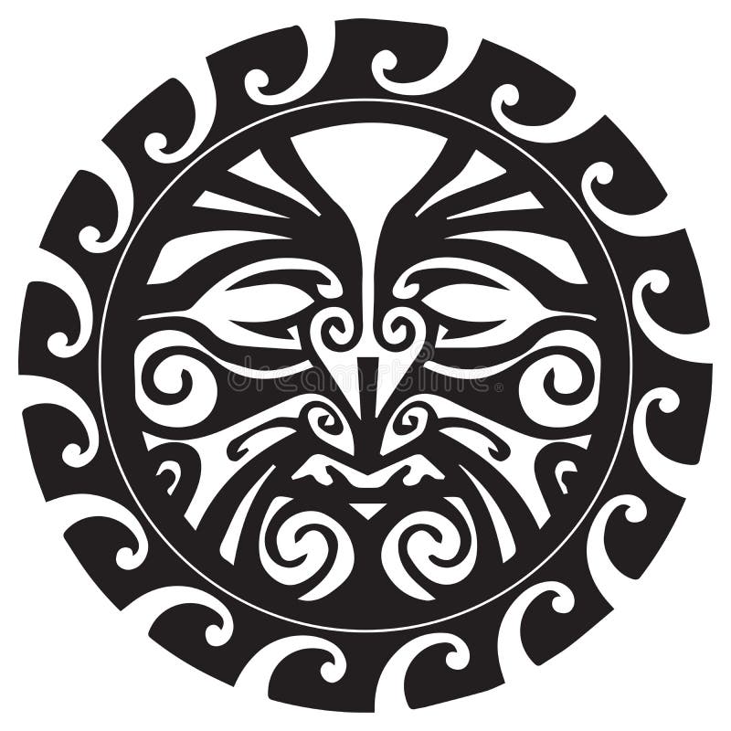Maori Sun Tattoo Flash. Set of Labels and Elements. Vector Set ...