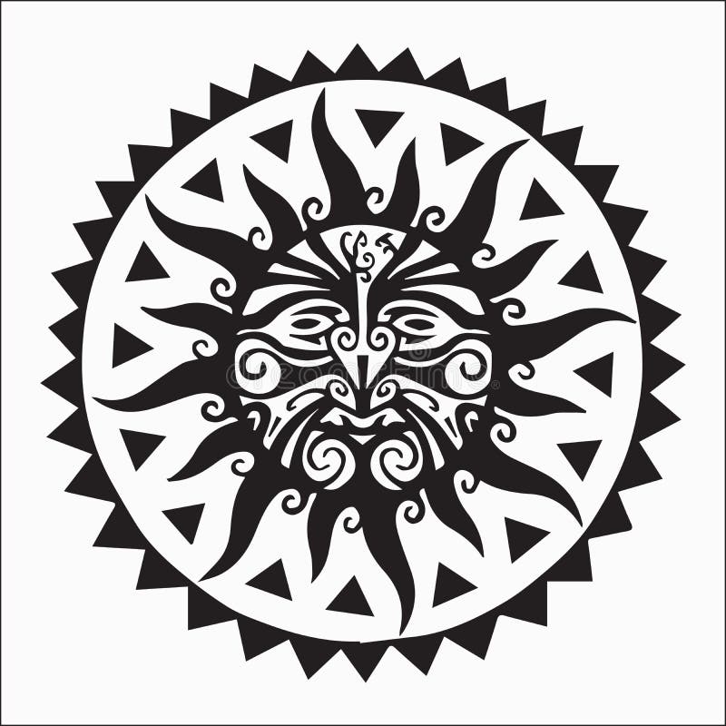 Maori Sun Tattoo Flash. Set of Labels and Elements. Vector Set ...