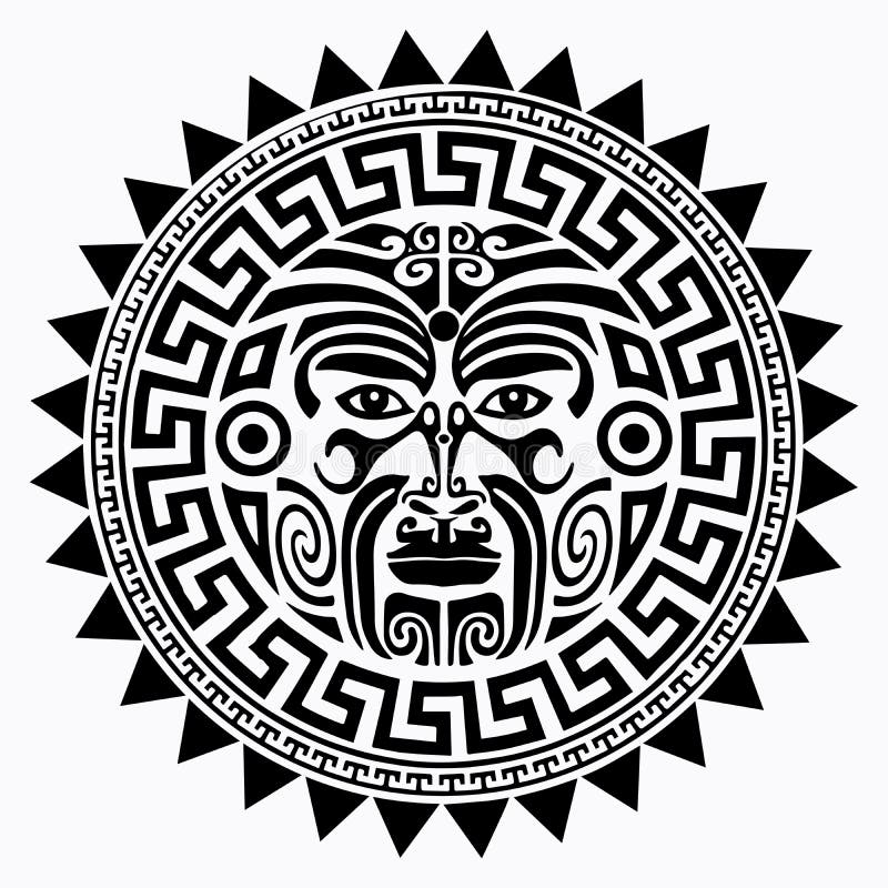 Maori Sun Tattoo Flash. Set of Labels and Elements. Vector Set ...