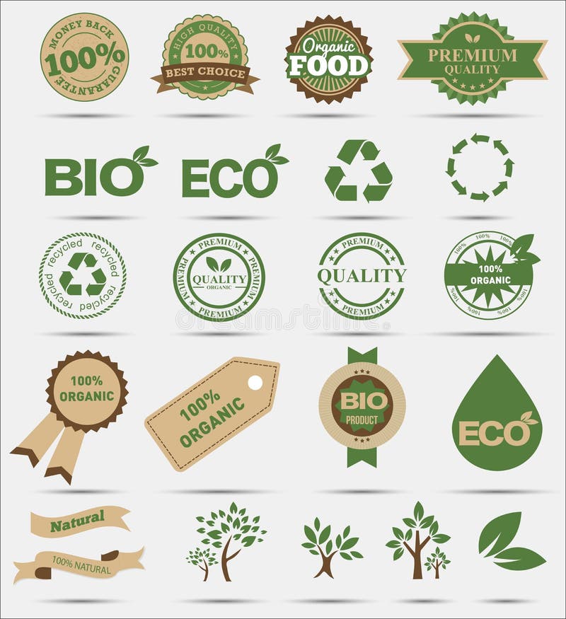 Set Labels and Emblems of Ecology and Environment Stock Illustration ...