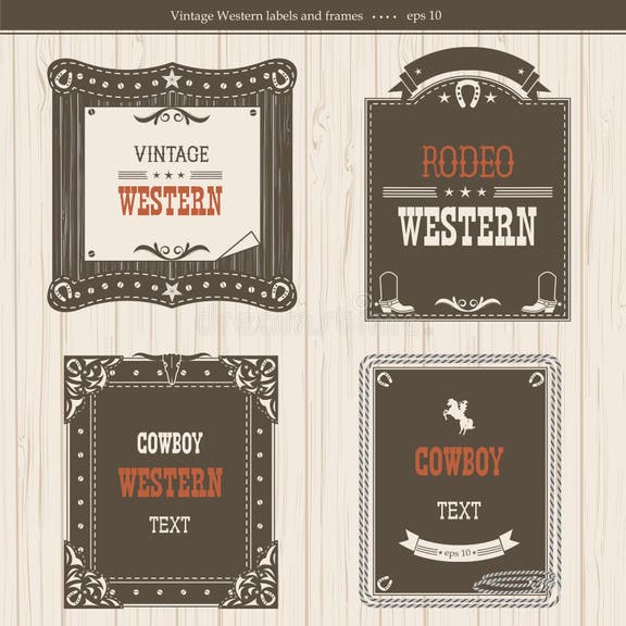 Set of Labels and Frames in Western Style for Design Stock Vector ...