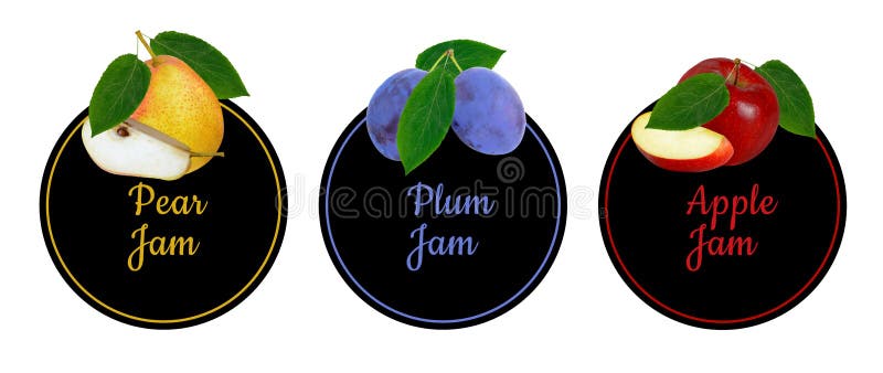 Set of Labels for Fruit Jam. Stock Photo - Image of blue, confiture ...