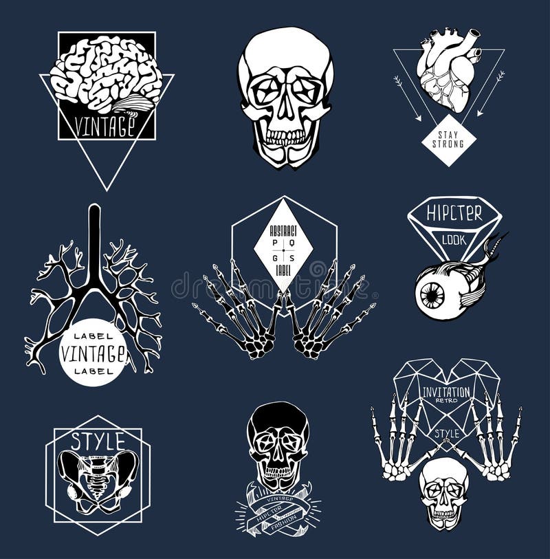 Set of Labels with Hand Draw Human Stock Vector - Illustration of human ...