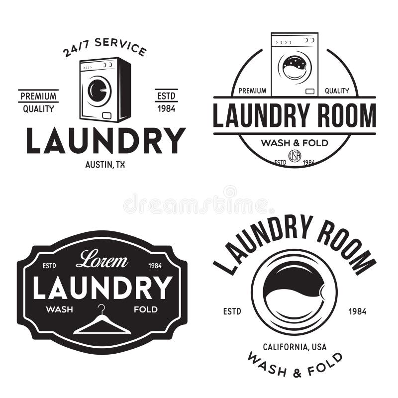 Set of Labels or Logos for Laundry Service. Vector Emblems and Design ...
