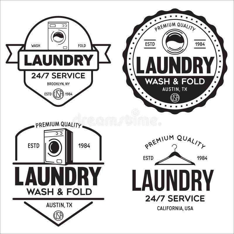 Vector Set of Laundry Logos Emblems and Design Elements. Logotype ...