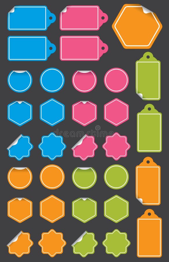 Set of Labels with Peeled Back Corner. Stock Vector - Illustration of ...