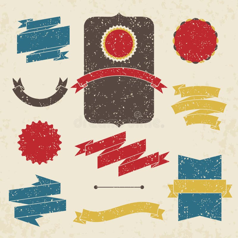 Set of Labels and Ribbons. Retro Web Design Stock Vector - Illustration ...